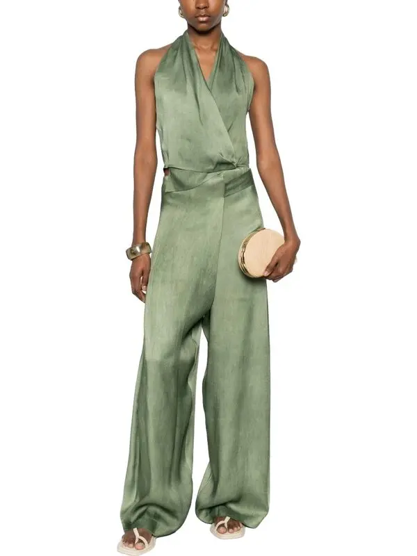 CORTANA Elea Linen And Cotton Trousers - Green
