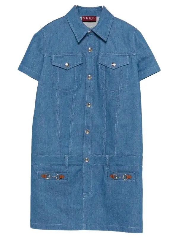 Gucci Denim Mini Shirt Dress - Blue