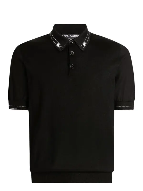 Dolce & Gabbana Silk Polo Shirt - Black