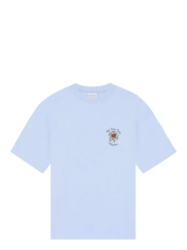 Drole De Monsieur Rose Slogan T-shirt - Sky Blue