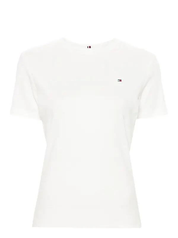 Tommy Hilfiger Slim Fit T-shirt With Embroidered Flag - Beige