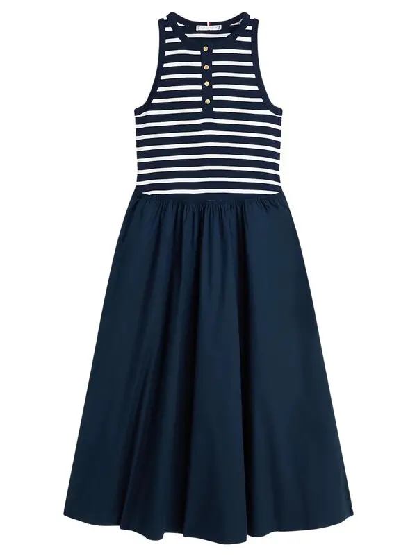 Tommy Hilfiger Sleeveless Dress With Gold Buttons - Blue