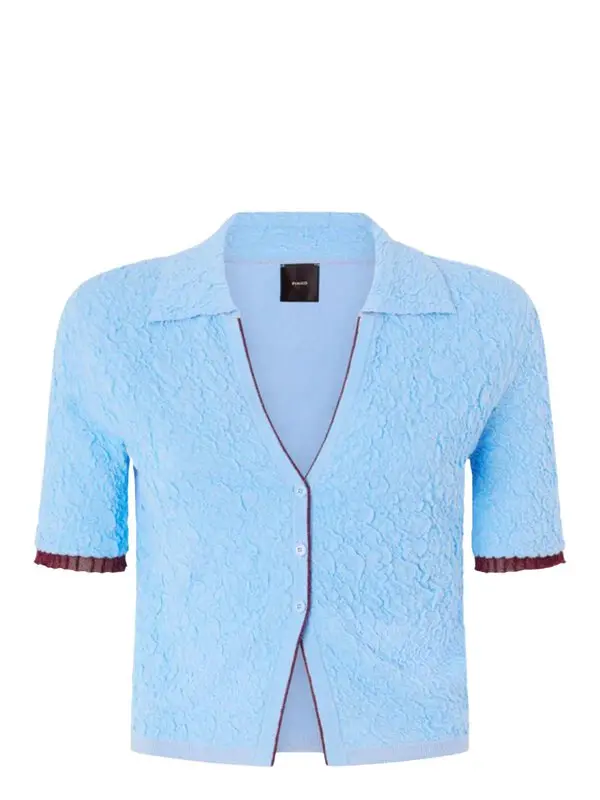 Pinko Jacquard Polo Cardigan - Sky Blue