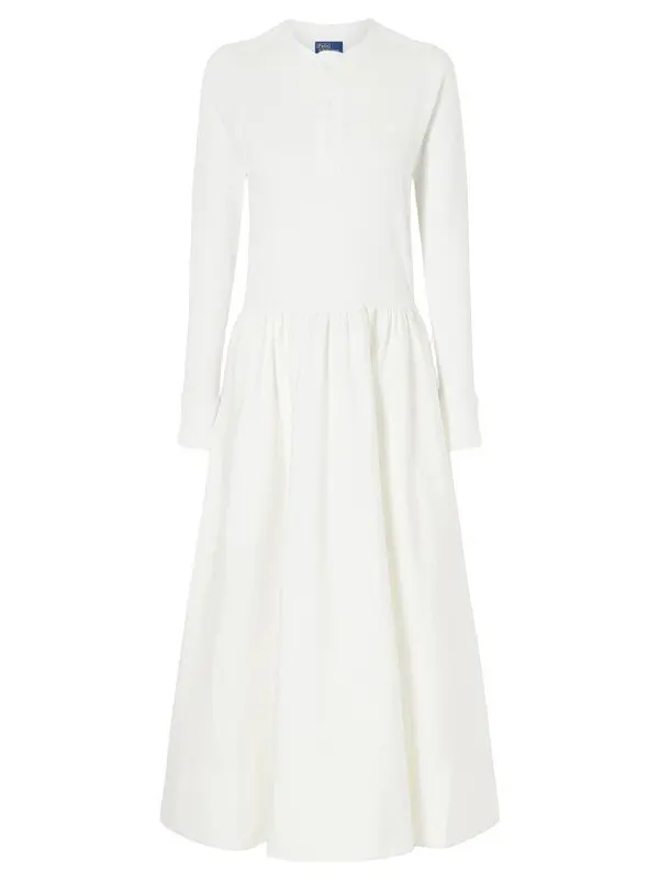 Polo Ralph Lauren Cotton-jersey And Poplin Maxi Dress - White