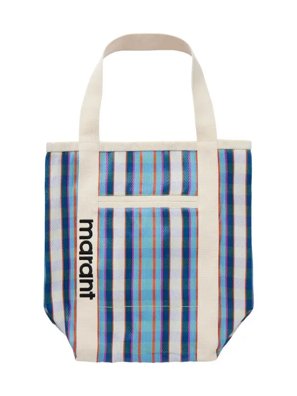 Isabel Marant Darwen Striped Canvas-trimmed Nylon Tote - Blue