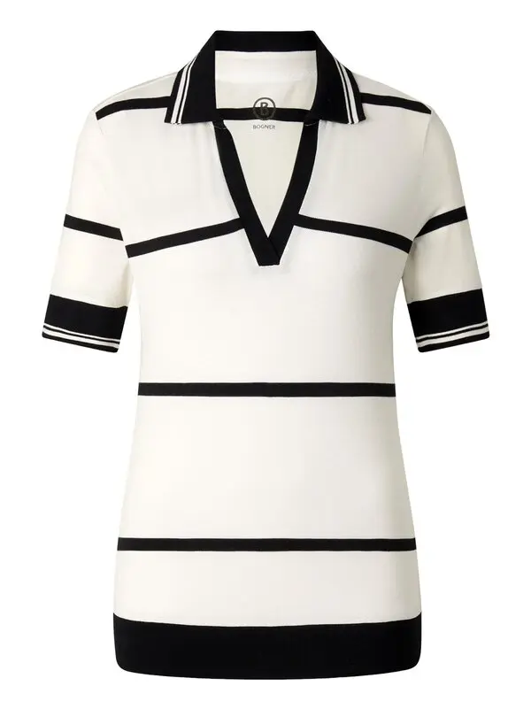 Bogner Jessi Striped Polo Shirt - Off-white/black