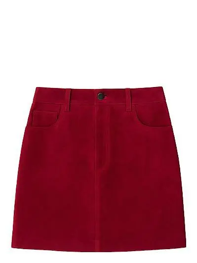 RO&ZO A-line Suede Mini Skirt - Red
