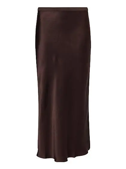ANINE BING Silk Midi Skirt - Deep Brown