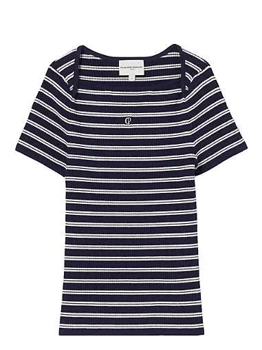 Claudie Pierlot Striped Boat-neck Knitted Top - Dual-color