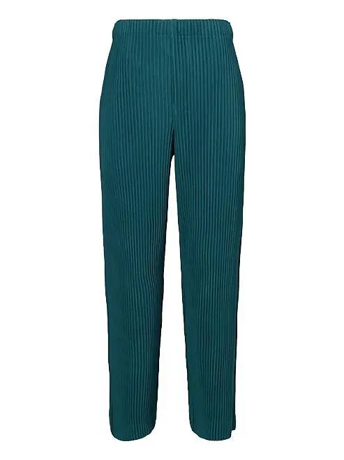 Issey Miyake Straight-leg Pleated Knitted Trousers - Pf Ocean Blue