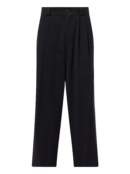 A.PRESSE Pleated Wide-leg Cotton And Silk Trousers - Black