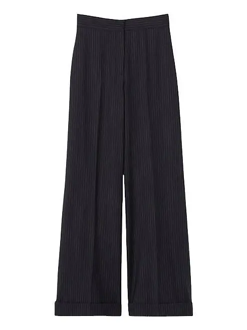 Claudie Pierlot Tailored Wide-leg Stretch Wool-blend Trousers - Dual-color