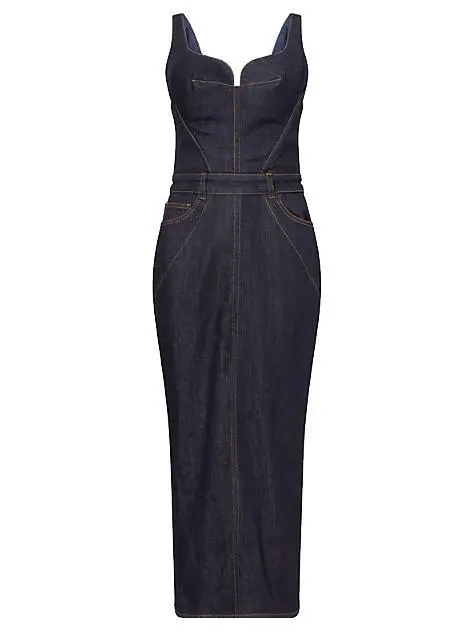Givenchy Contrast-stitch Panelled Denim Midi Dress - Dark Blue