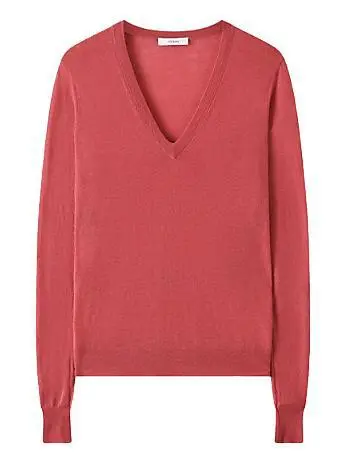 JOSEPH Cashair V-neck Cashmere Jumper - Mulberry