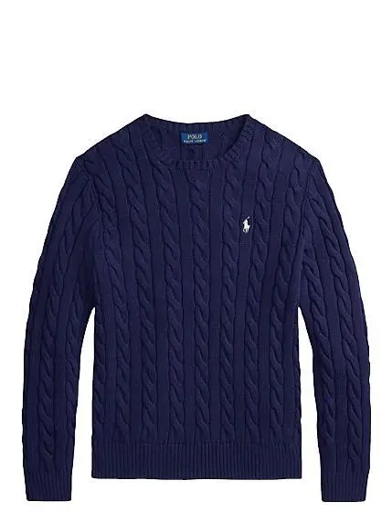 Polo Ralph Lauren Crewneck Cable-knit Cotton Jumper - Bright Navy