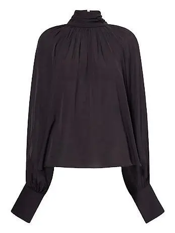 ANINE BING Anne High-neck Woven Top - Black