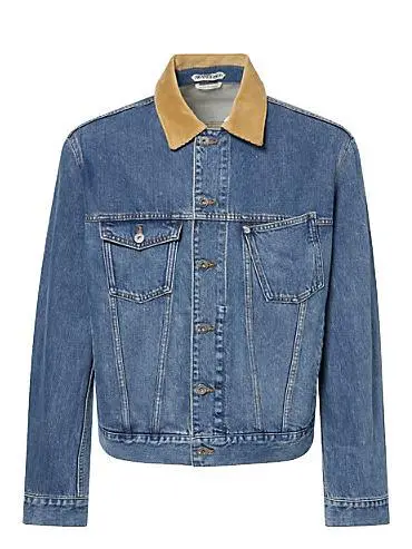 JW Anderson Corduroy-collar Denim Jacket - Mid Blue