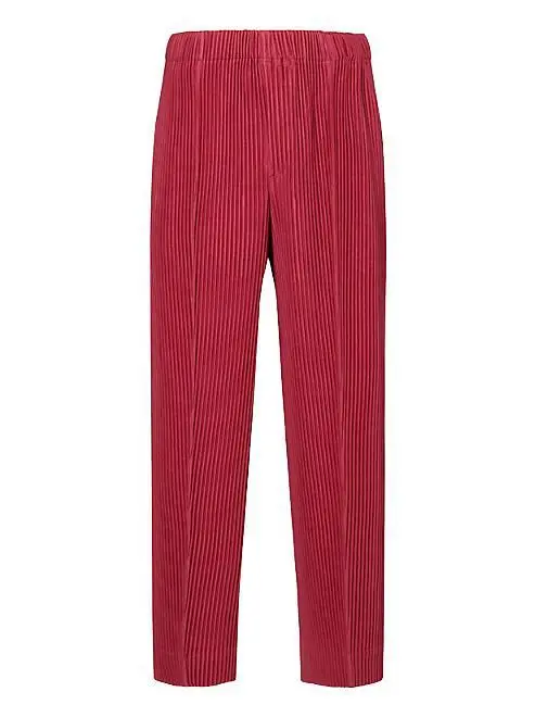 Issey Miyake Homme Plissé Month Straight-leg Pleated Knitted Trousers - Liguria Grape Red