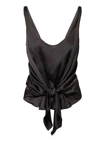 JW Anderson Knotted-front Silk Vest Top - Black