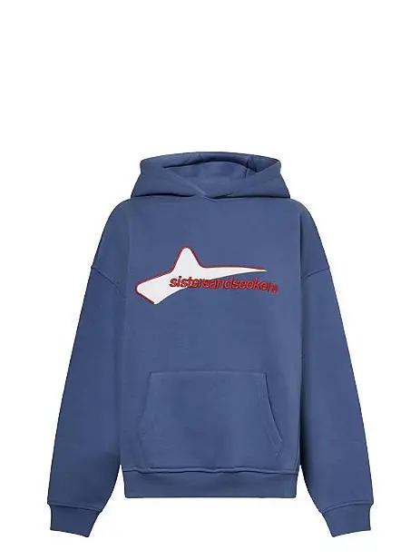 SISTERS & SEEKERS Logo-appliqued Cotton-jersey Hoody - Navy