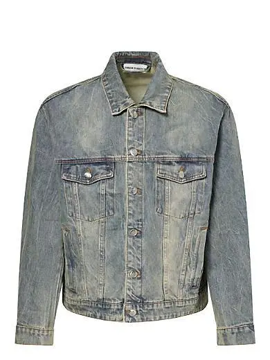 THE COUTURE CLUB Vintage-wash Relaxed-fit Denim Jacket - Bluewash