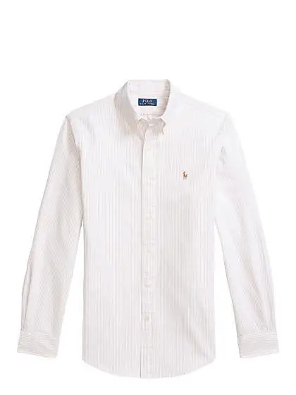 Polo Ralph Lauren Custom-fit Striped Cotton Oxford Shirt - 6636g Beige/white