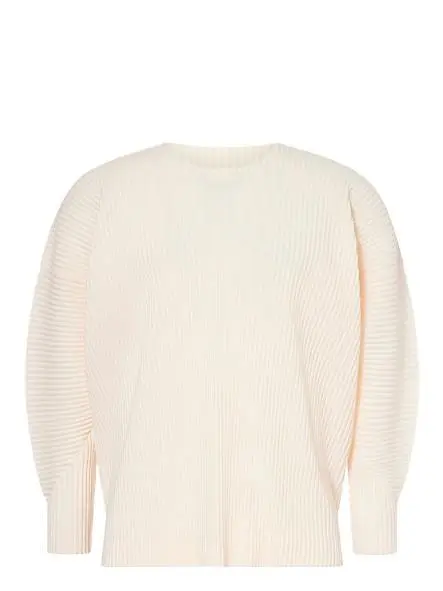 Issey Miyake Long-sleeve Crew-neck Knit Top - Ct Wale Pale Pink