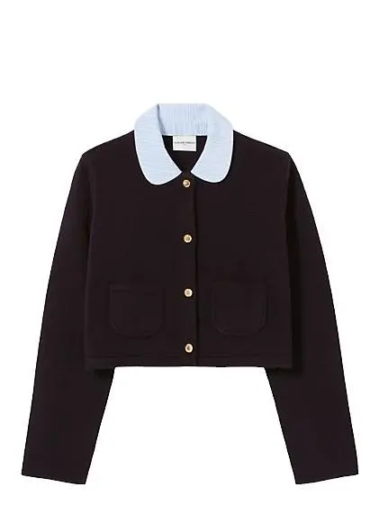 Claudie Pierlot Collared Knitted Cardigan - Navy