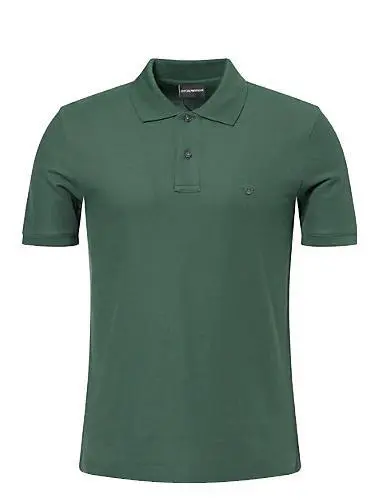 Emporio Armani Logo-embroidered Cotton-piqué Polo T-shirt - Sycamore
