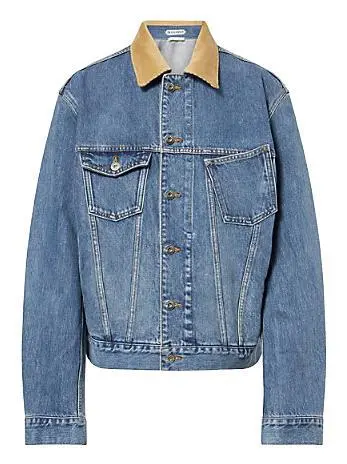 JW Anderson Corduroy-collar Oversized Denim Jacket - Mid Blue