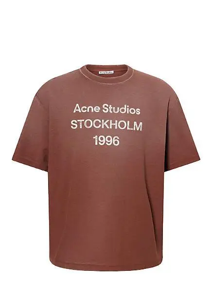 Acne Studios Exford U 1996 Text-print Cotton T-shirt - Chocolate Brown