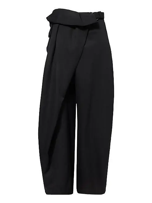 JW Anderson Fold-over High-rise Wool Trousers - Black