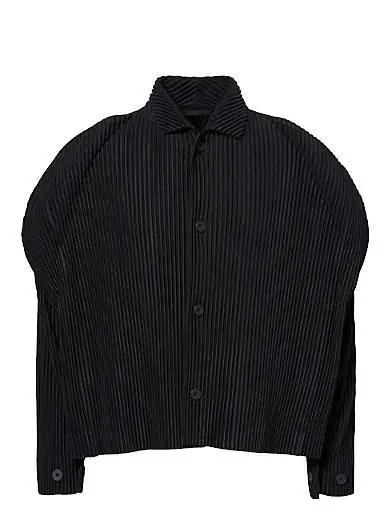 Issey Miyake Cover And Fold Pleated Knitted Jacket - Black