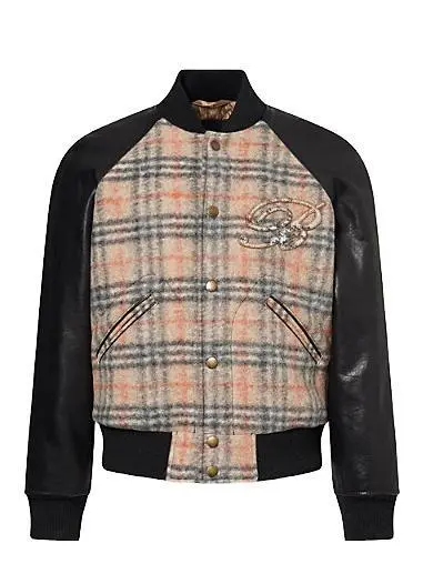 Burberry Leather-sleeves Wool-blend Jacket - Sand Ip Check