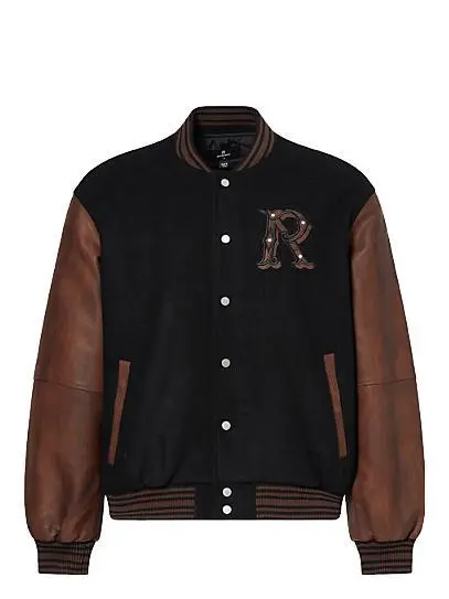 REPRESENT Logo-motif Varsity Bomber Jacket - Jet Black