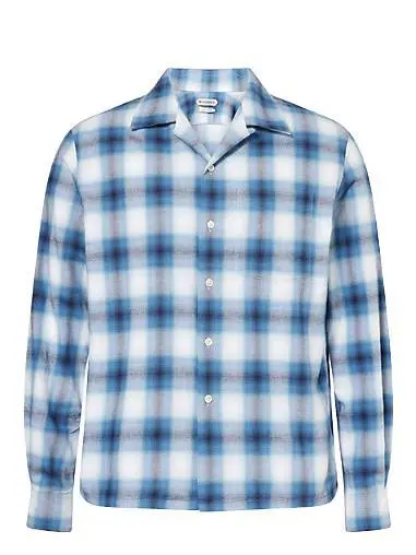 JW Anderson Check-print Long-sleeves Cotton Shirt - Airforce Blue