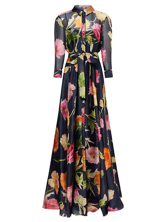 Carolina Herrera Floral-print Silk Gown - Midnight Multi