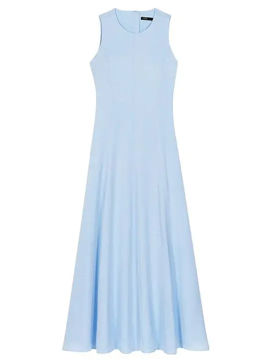 Maje Sleeveless Open-back Woven Maxi Dress - Blue Sky