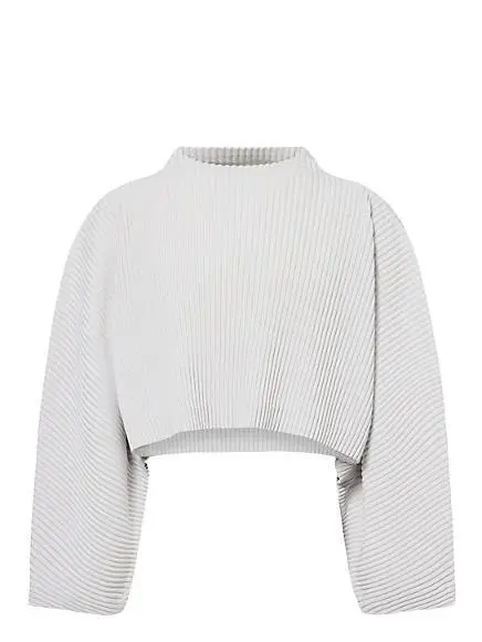 Issey Miyake High-neck Cropped Knitted Top - Lt Gray