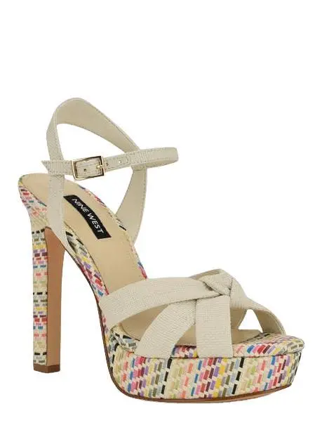 Nine West Windee Ankle Strap Platform Sandal - Ivory