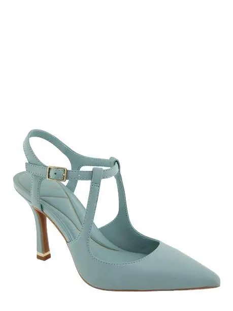 KENNETH COLE Romi Ankle Strap Pointed Toe Pumps - Ice Blue Leather