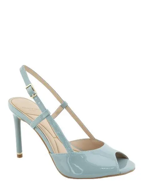 KENNETH COLE Londyn Slingback Peep Toe Sandal - Ice Blue Patent