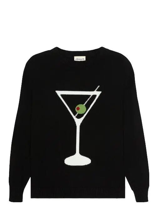 ELLSWORTH + IVEY Riley Crewneck Sweater Martini Glass - Black