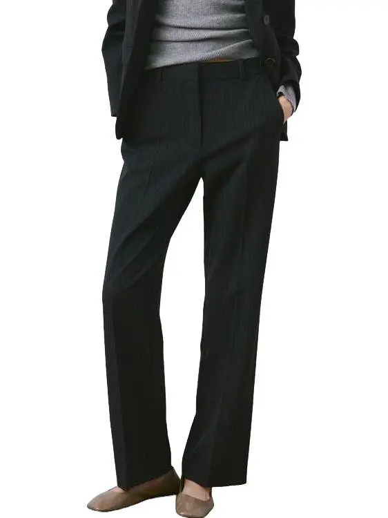 Mango Straight-leg Trousers - Dark Navy