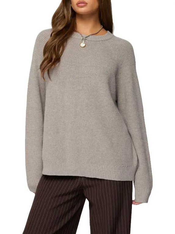 EDIKTED Oversize Raglan Sleeve Sweater - Taupe