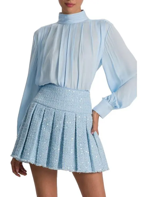 Alice + Olivia Gertrude Mock Neck Top - Carolina Blue