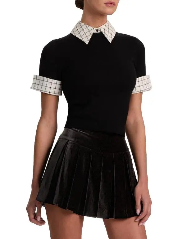 Alice + Olivia Aster Layered Look Polo - Black/soft White