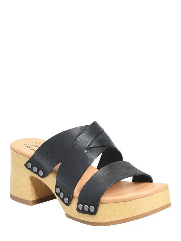 KORK-EASE® Emersen Platform Mule Sandal - Black Full Grain