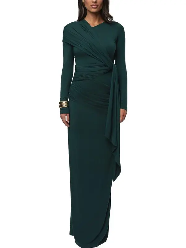 JLUXLABEL Asymmetric Maxi Dress - Emerald