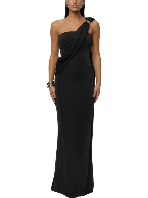 JLUXLABEL Draped Strapless Maxi Dress - Black